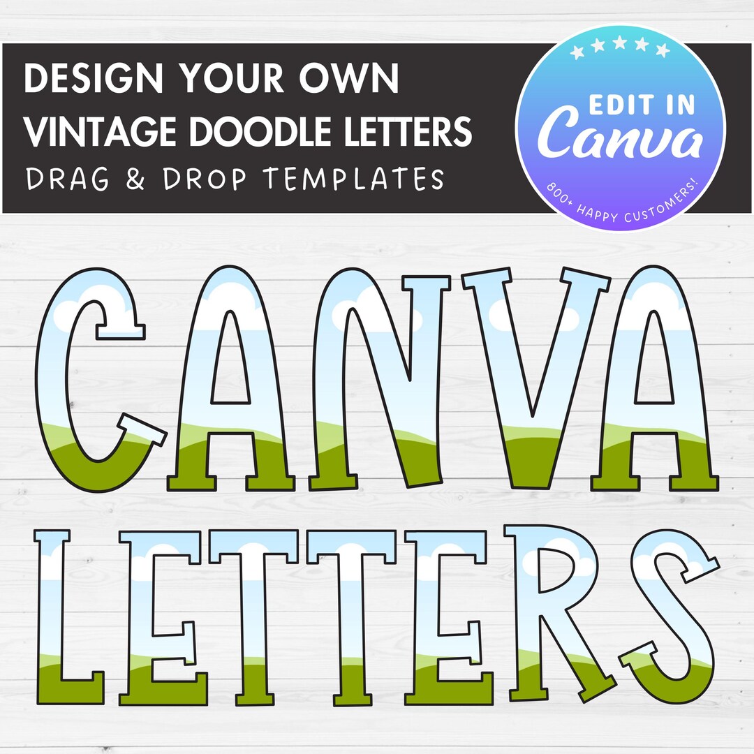 Design Your Own Vintage Doodle Letters on Canva, Retro Alphabet Canva ...