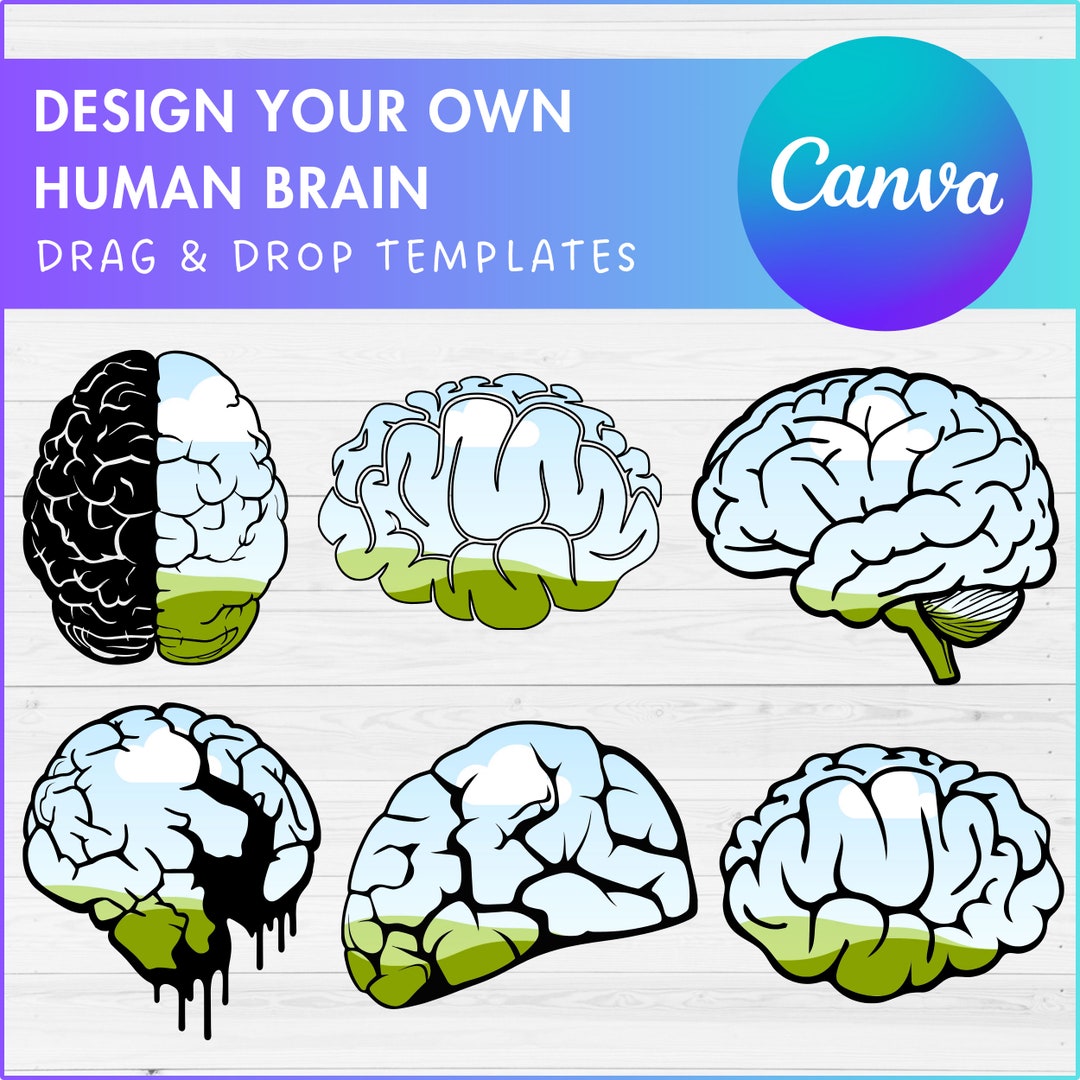 Design Your Own Brain Canva Frames, Human Brain Canva Templates, Drag ...