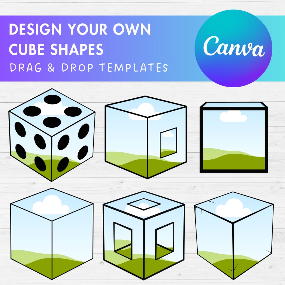 Design Your Own Cube Canva Frames, 3D Cube Canva Template, Geometric Canva Frames, Square ...