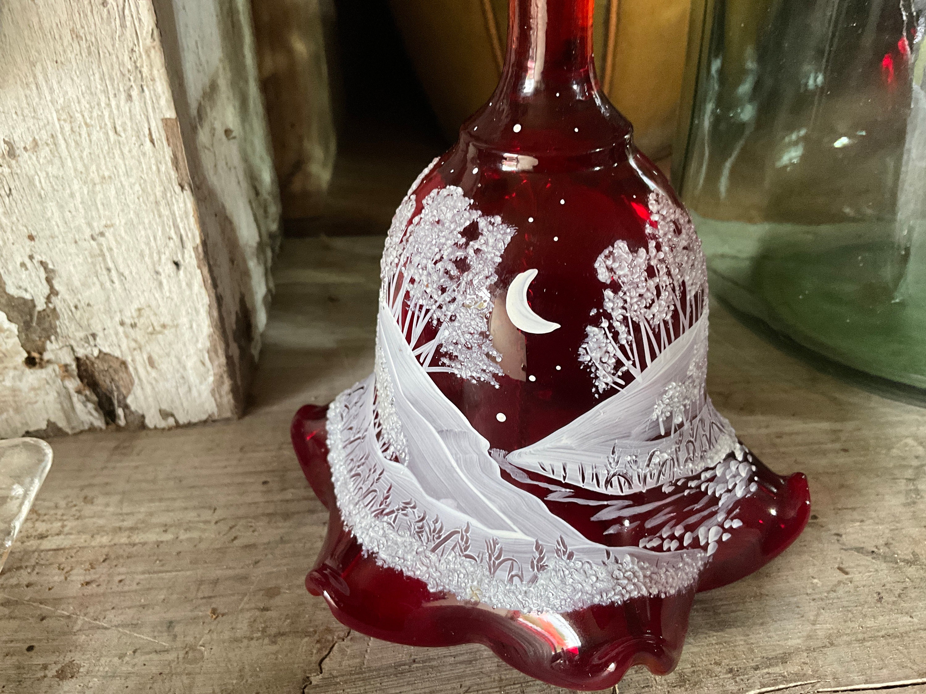 Fenton Ruby Red Christmas Bell, Hand Painted, Signed, 1996, FREE ...
