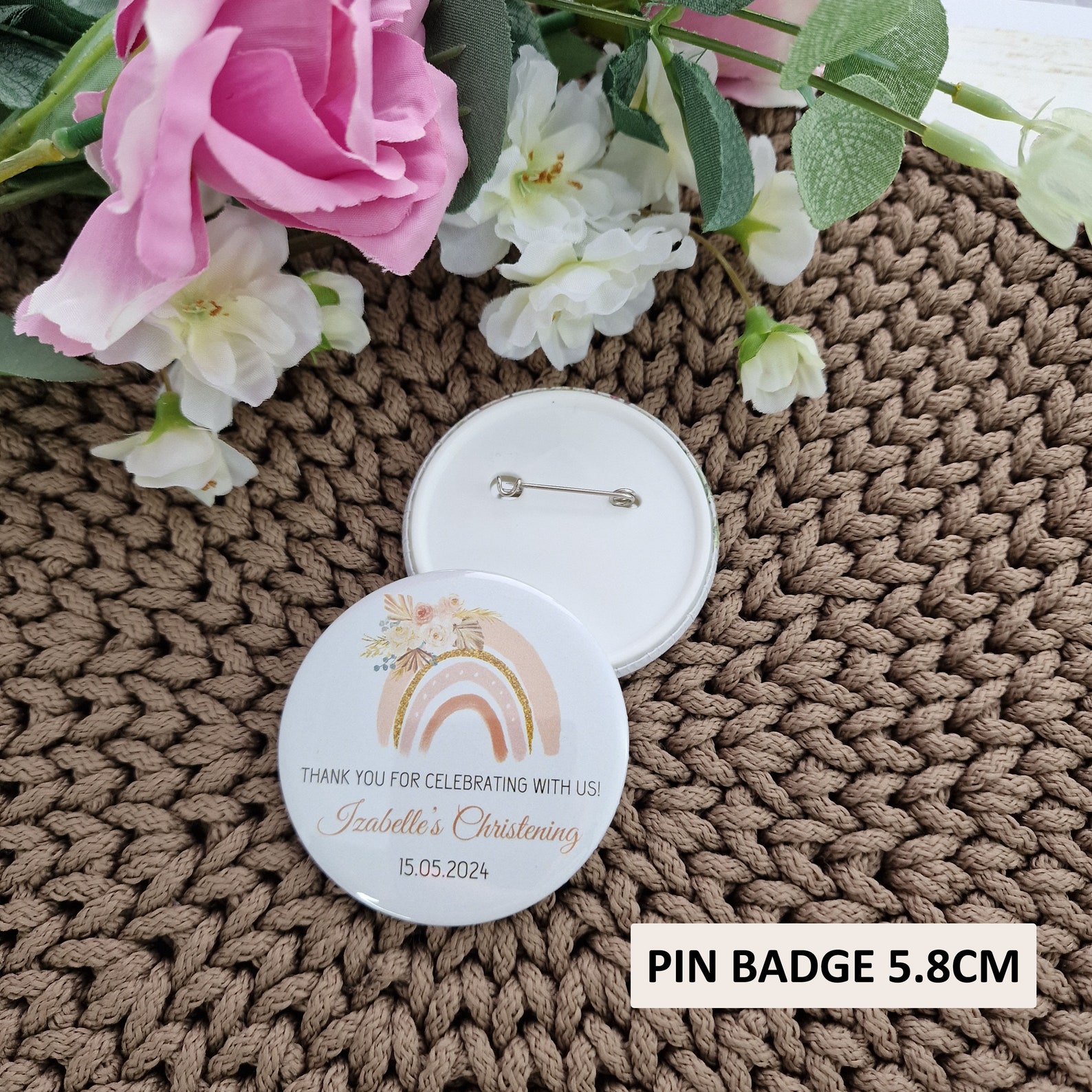 Personalized Baptism Magnet, Button Pin Badge, Thank You Stickers or ...