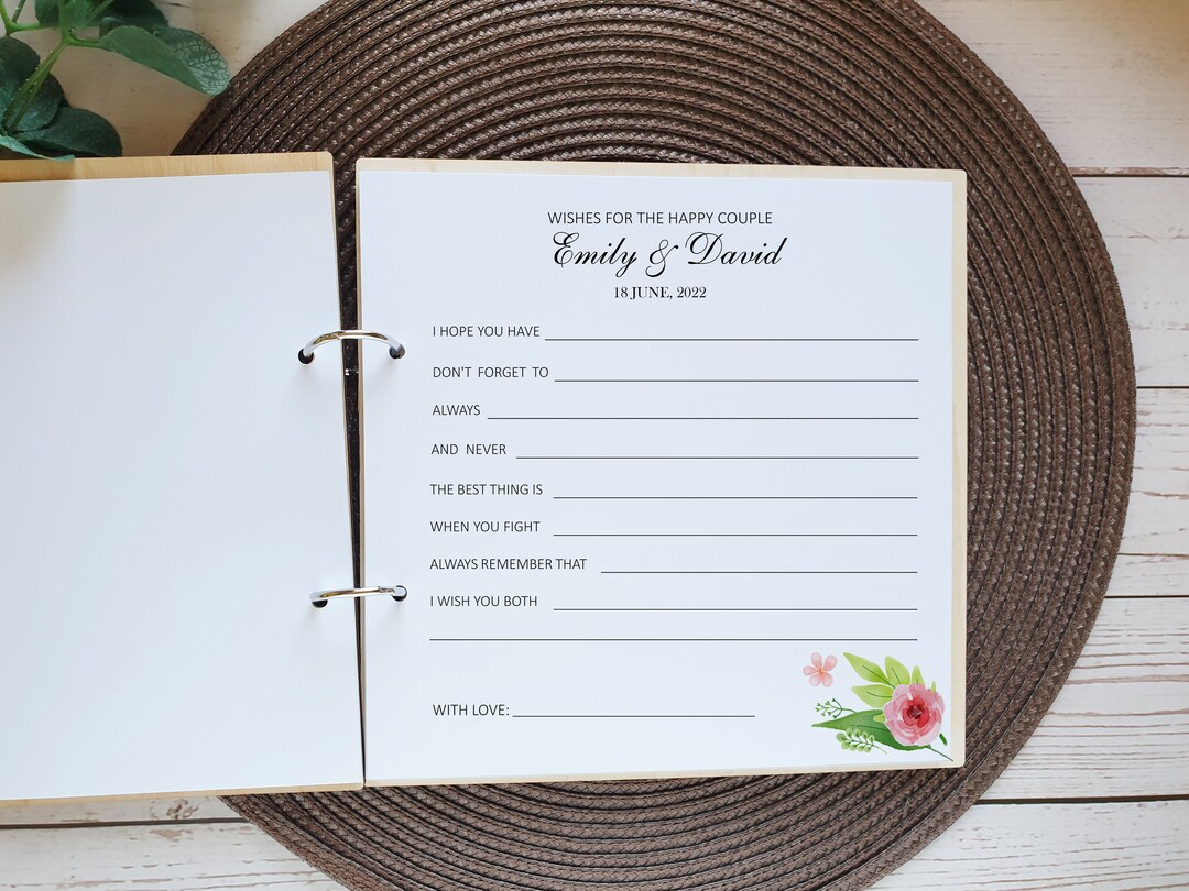 Floral Wedding Advice Book, Wish Book for the Bride and Groom, Wedding ...