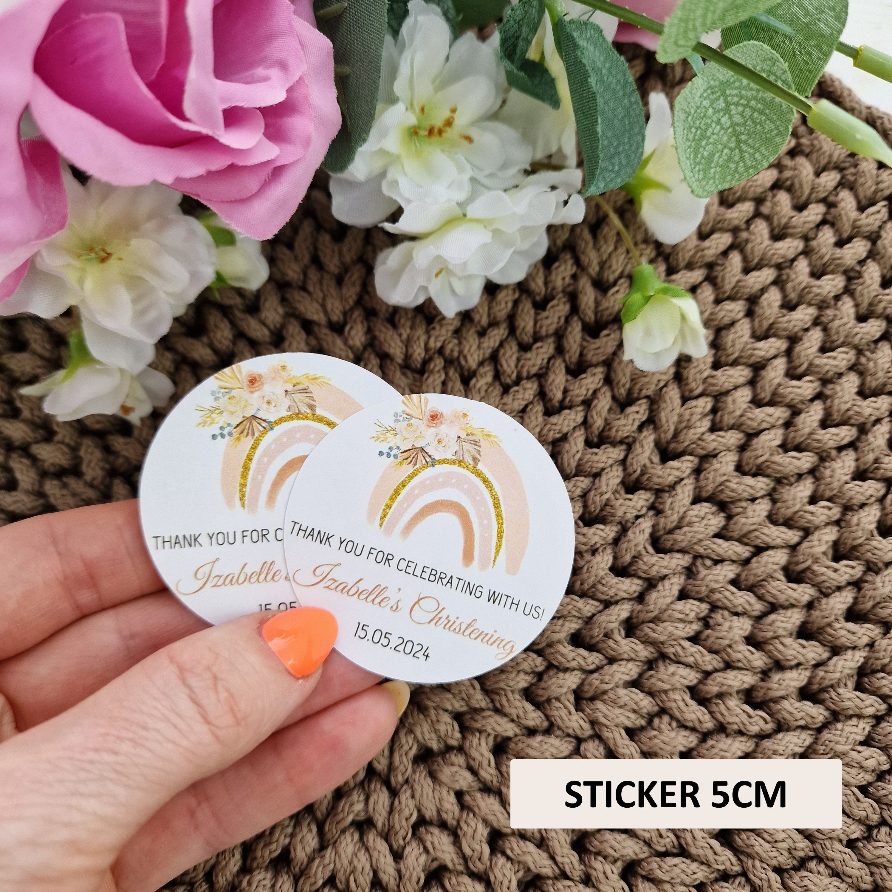 Personalized Baptism Magnet, Button Pin Badge, Thank You Stickers or ...