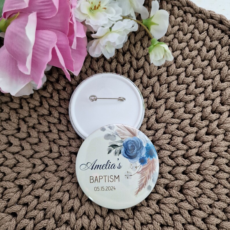 Personalized Baptism Magnet, Button Pin Badge, Thank You Stickers or ...