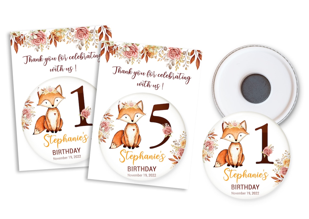 Personalized Fridge Magnets With Thank You Card - Fox Party Favors ...