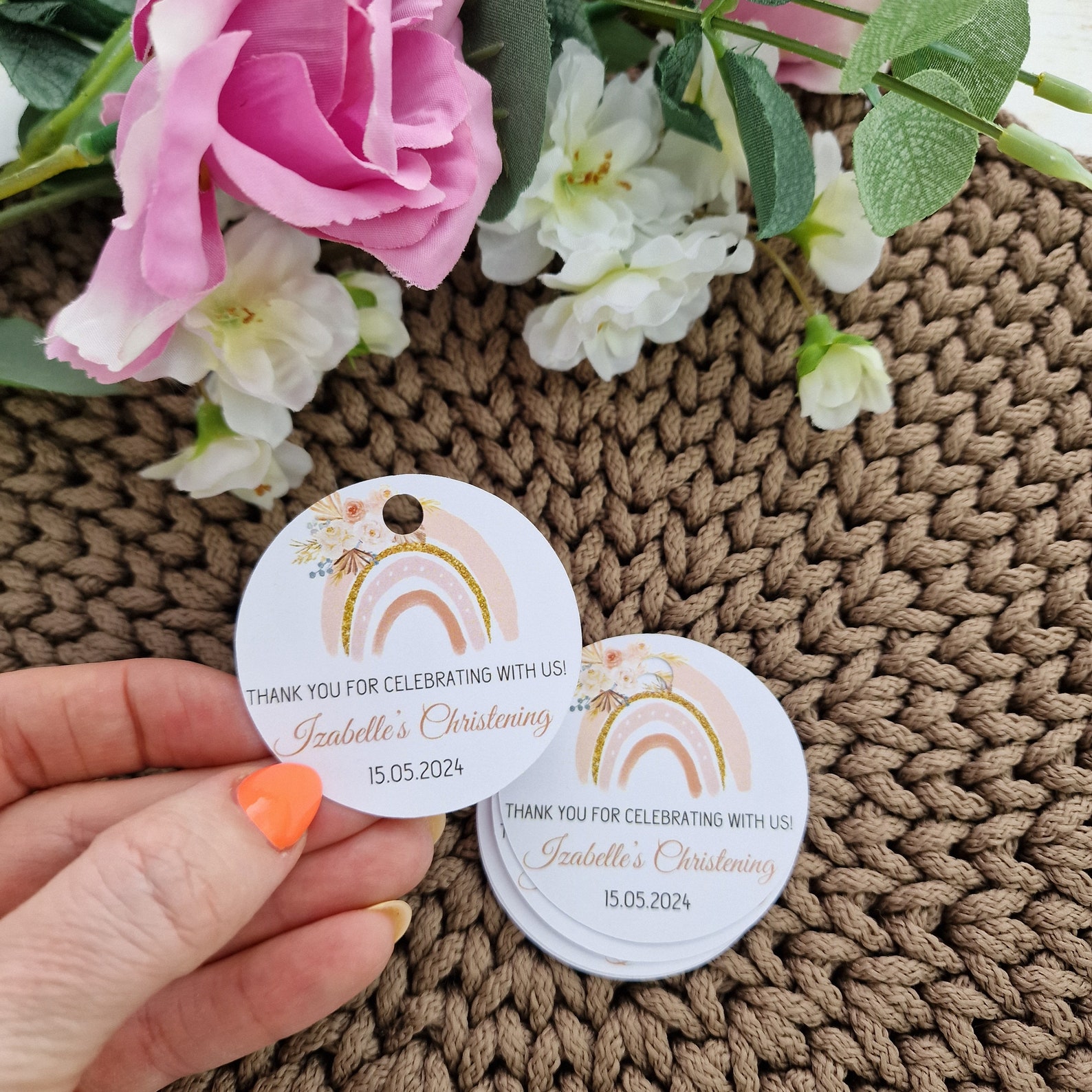 Personalized Christening Magnets and Badges, Stickers and Gift Tags ...