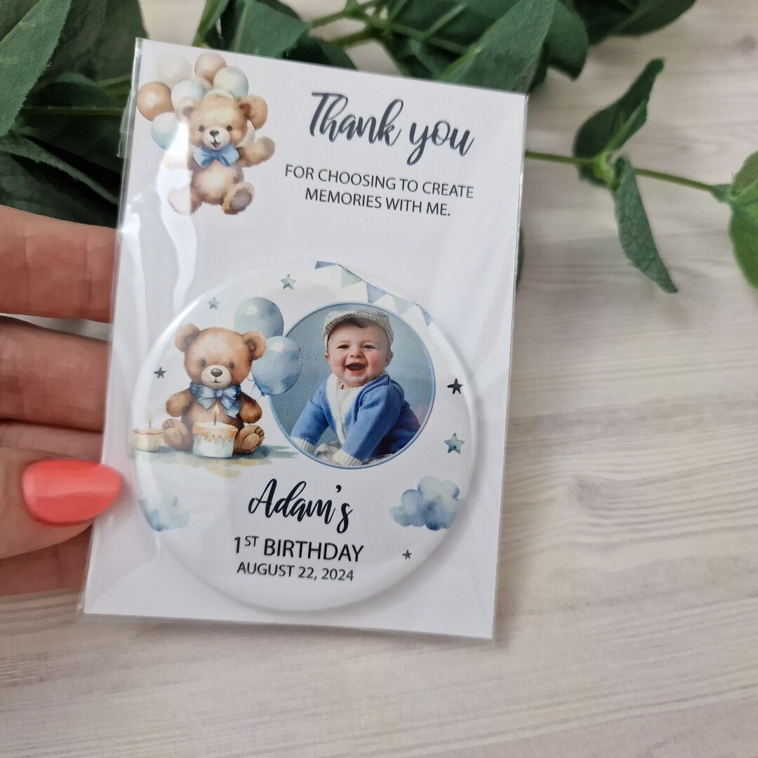 Cute Teddy Bear Birthday Favors – Personalized Magnets With Kid’s ...
