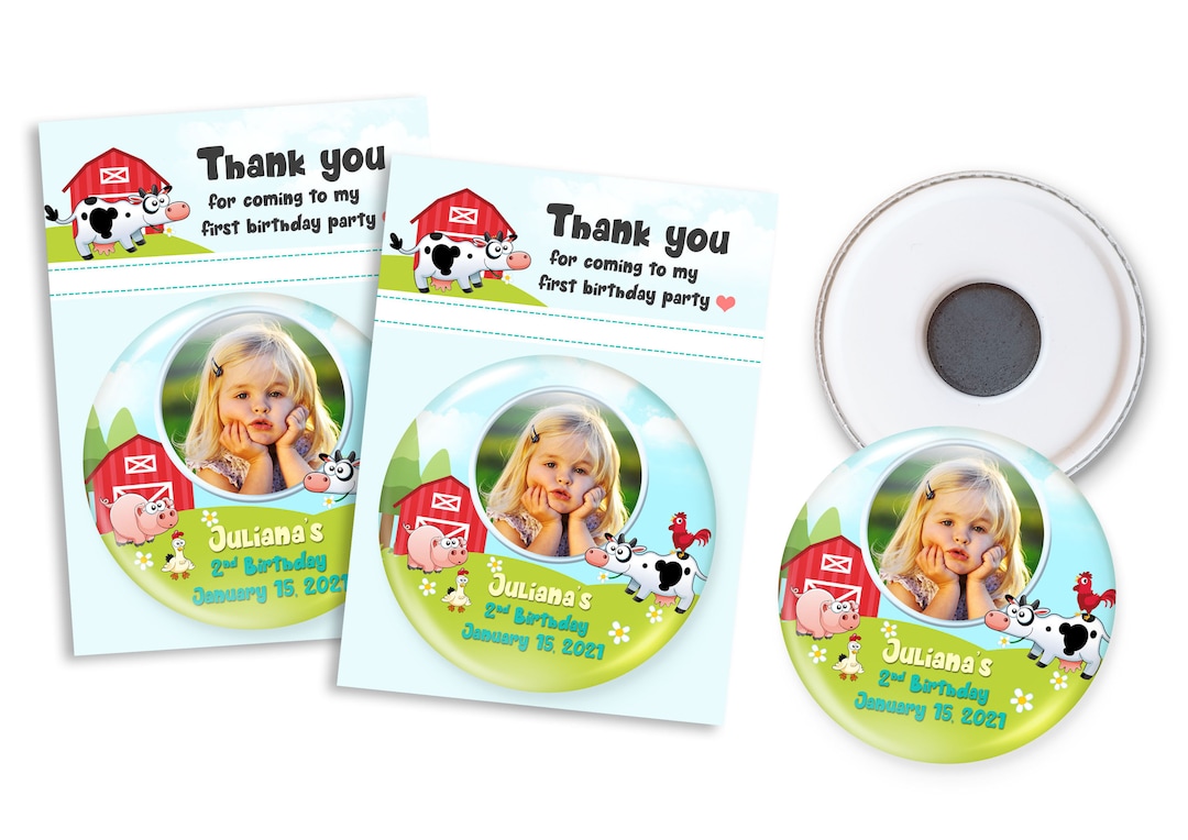 Farm Birthday Favors Personalized Magnets With Thank You Card - Etsy