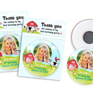 Farm Birthday Favors, Personalized Magnets With Thank You Card - Etsy