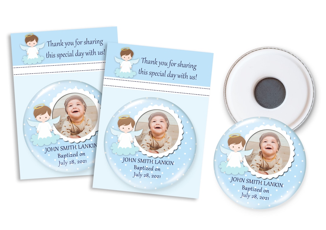 Christening Favors, Baptism Souvenir, Personalized Magnets With Baby ...