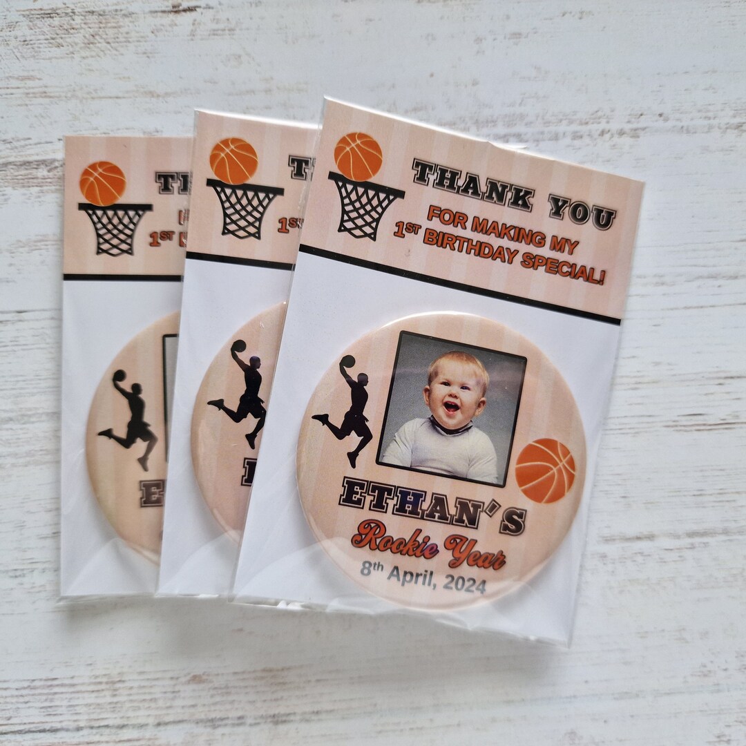 Rookie Year Basketball Theme Fridge Magnets: Perfect 1st Birthday Party ...