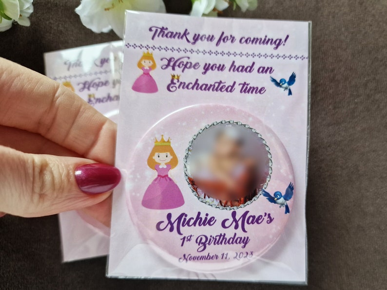 Princess Theme 1st Birthday Favors - Custom Photo Magnets With Thank ...