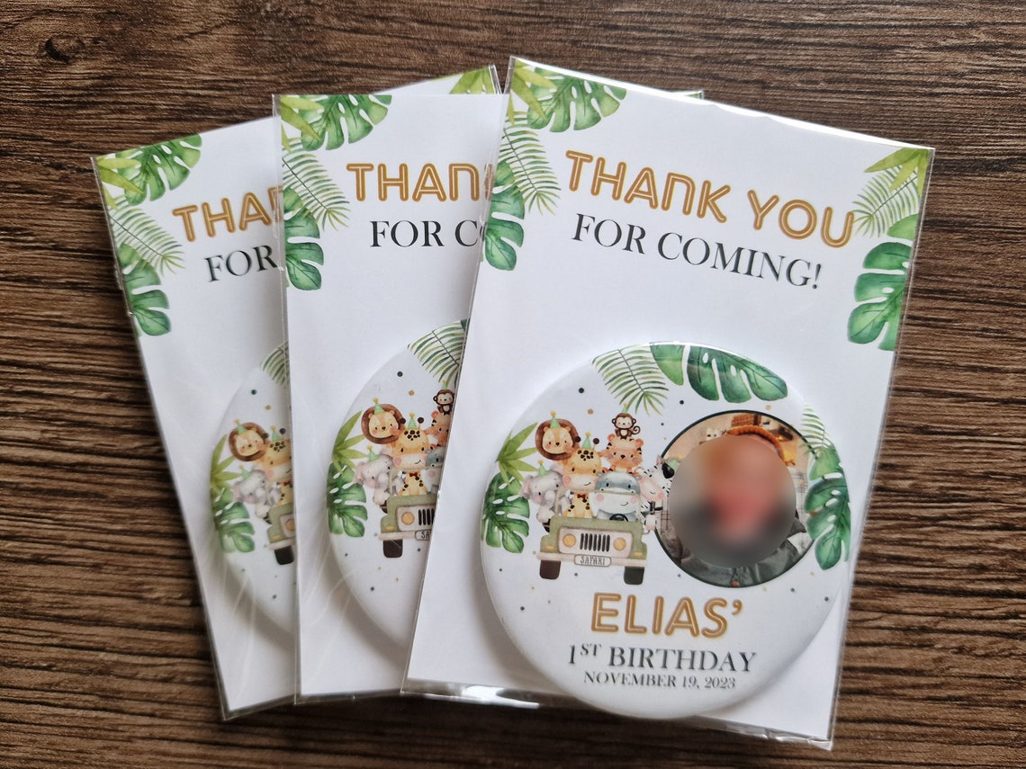 Wild One Party Favors With Baby's Photo - Cute Safari Theme Thank You ...