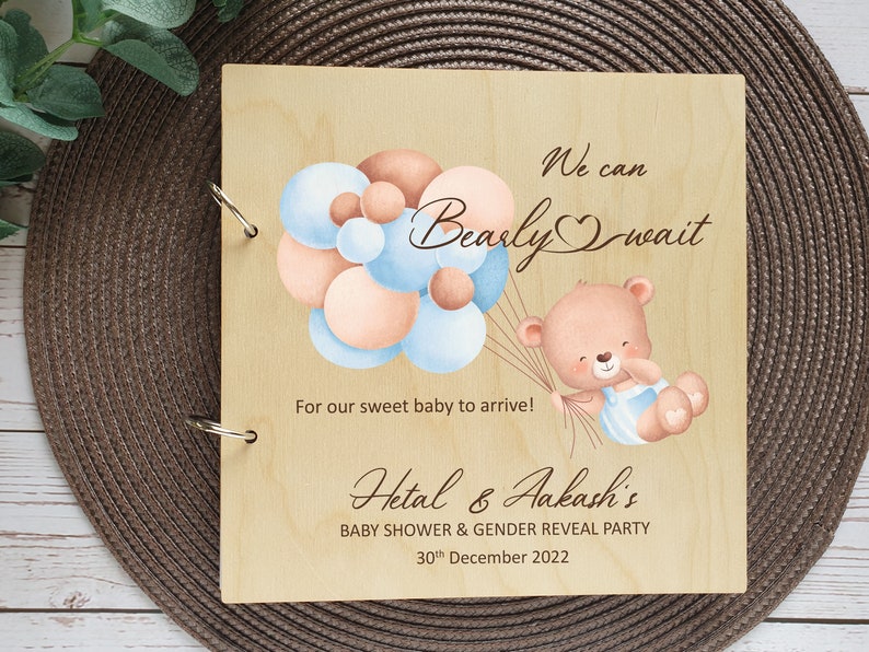 Teddy Bear Baby Shower Favors - Can Bearly Wait Personalized Magnets ...