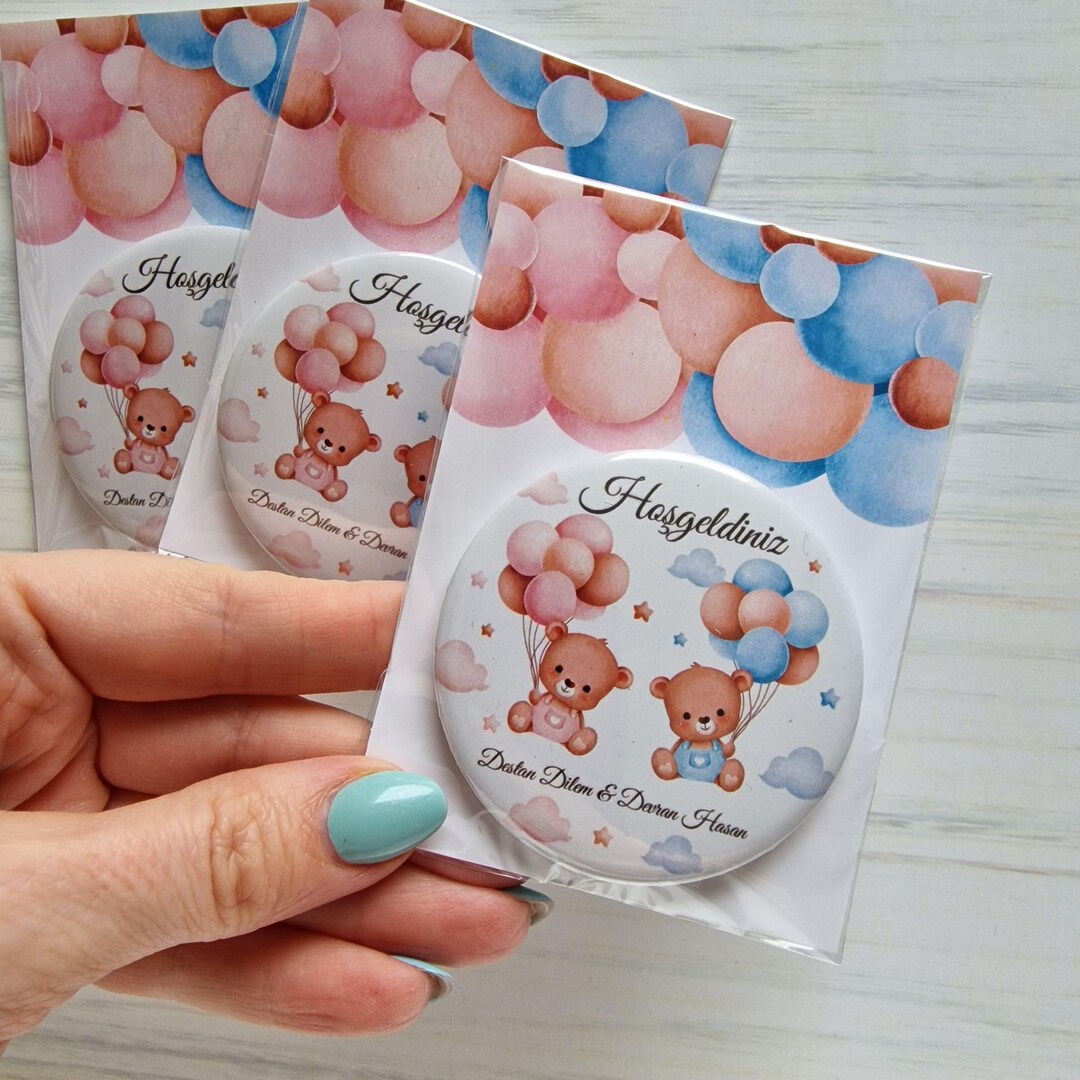 Personalized Teddy Bear Magnet: Twins Birthday/baptism Favor - Etsy