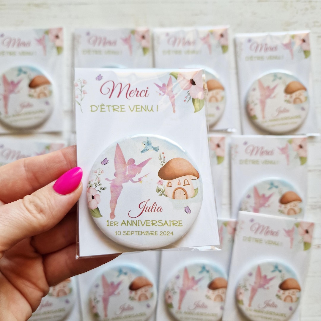 Fairy First Birthday Souvenir - Photo Fridge Magnet With Thank You Card ...