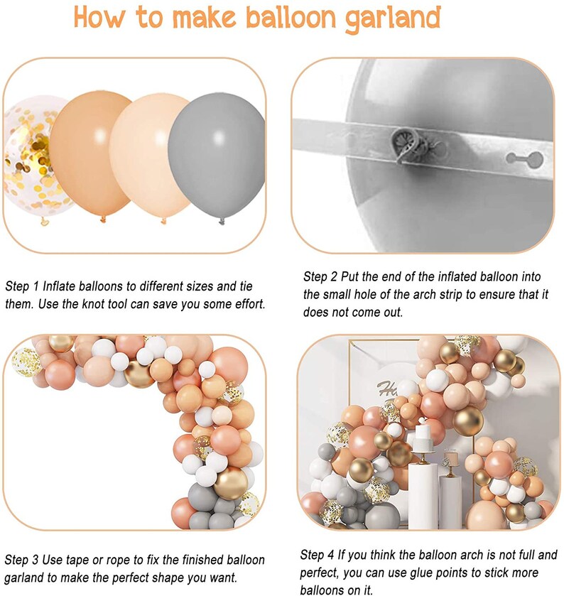 Blush Balloon Garland Arch Kit With Peach Pastel Orange Gold | Etsy