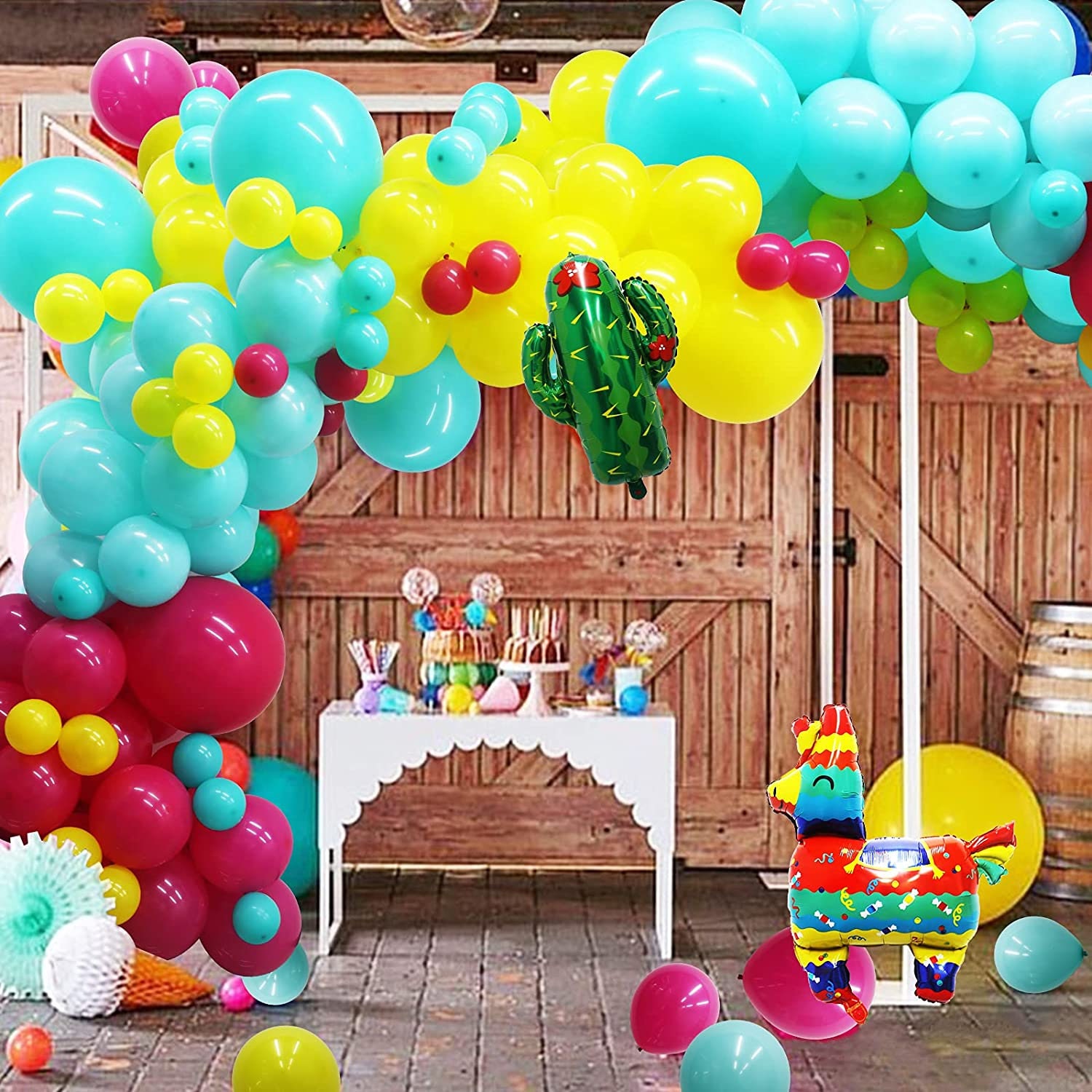 130 Pcs Mexican Fiesta Cactus Party Decorations Balloon Garland Arch ...