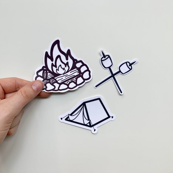 Tent Campfire & Marshmallows Sticker Sets Woods Bonfire | Etsy