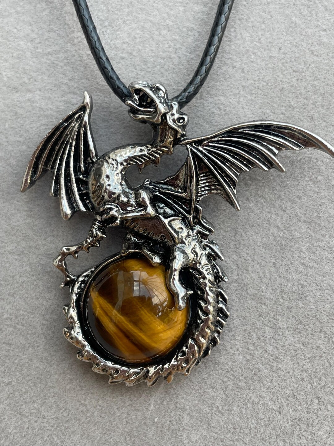 Tiger Eye Dragon and Dagger Pendant. Will Come With Black Cord Necklace ...