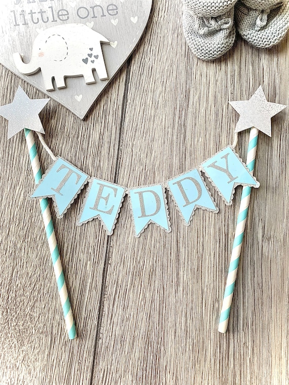 Cake Topper Personalised Blue and Silver Boys Star Cake - Etsy UK