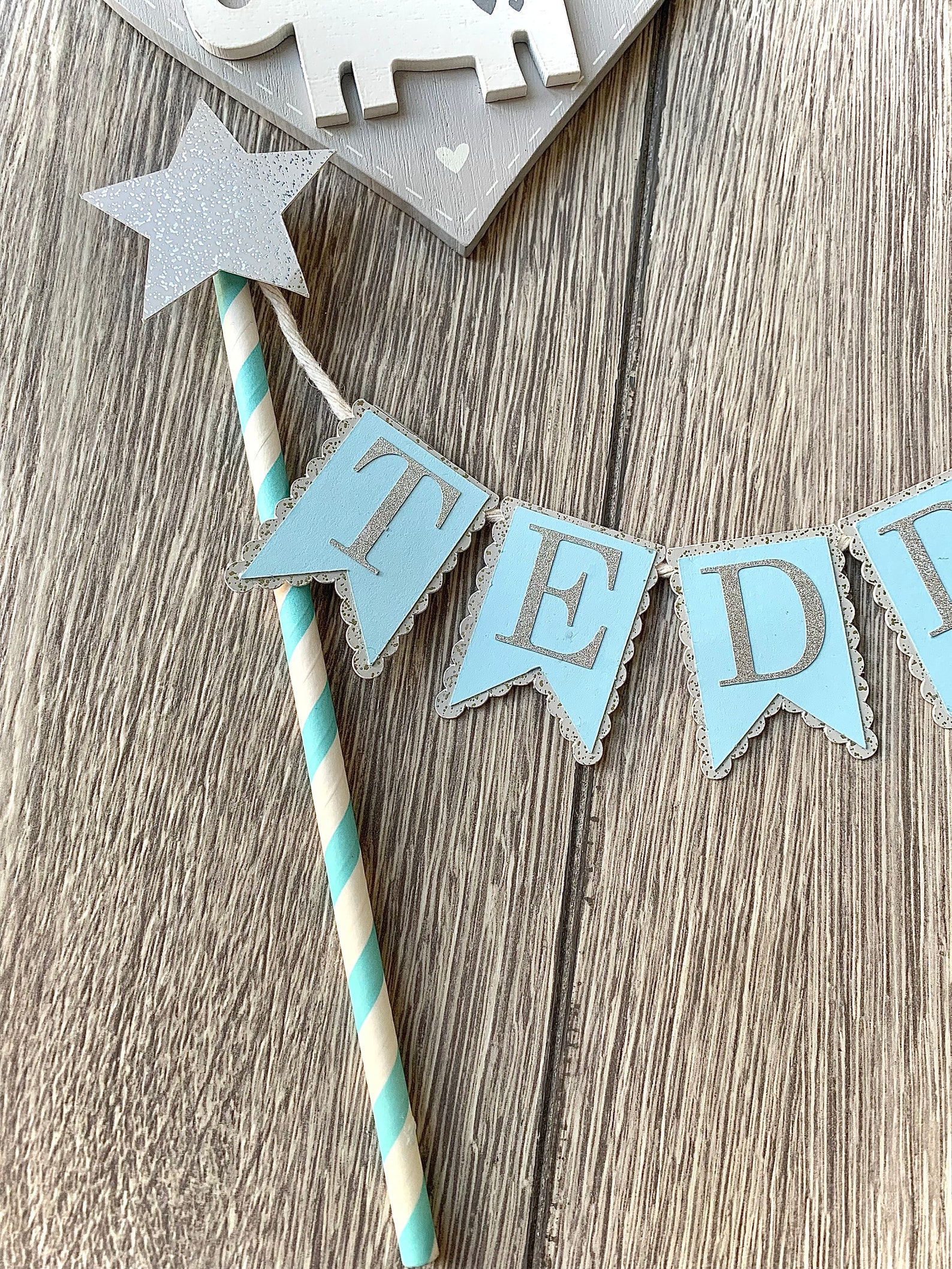 Cake Topper Personalised Blue and Silver Boys | Star Cake Topper | 1st ...
