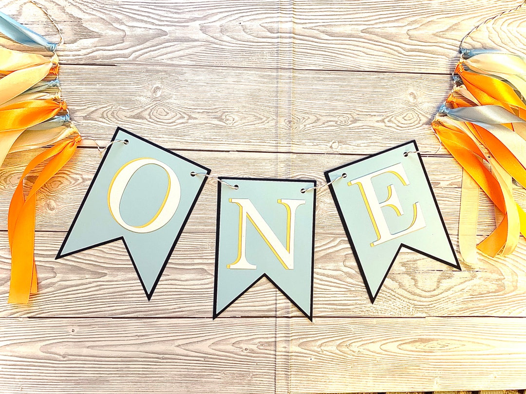 Bluey Inspired One Highchair Banner Blue Navy Orange | One Banner | 1st ...