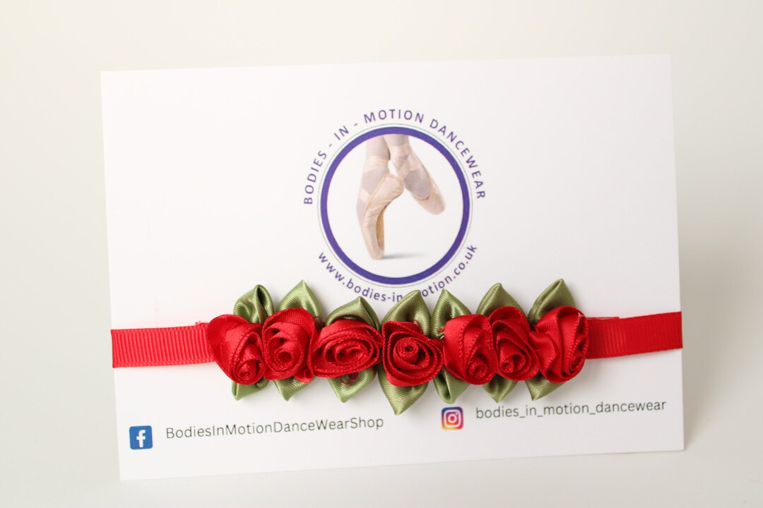 Red Rose Bun Wrap, Beautiful Ballet Bun Wrap, Floral Bun Wrap, Hair ...