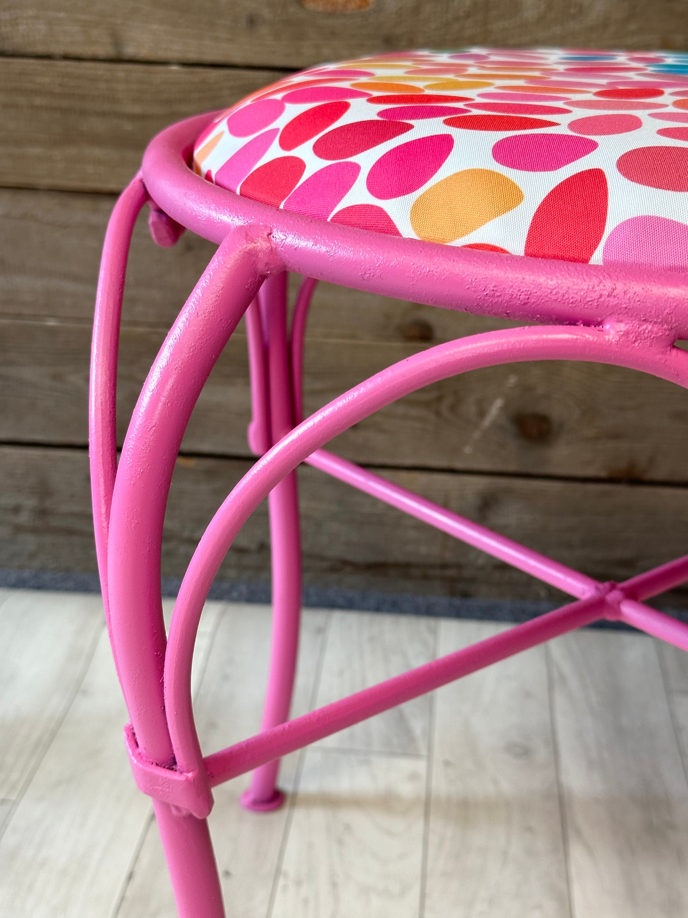 Coloured Low Metal Framed Upcycled Stool I Multi-coloured Stools I ...