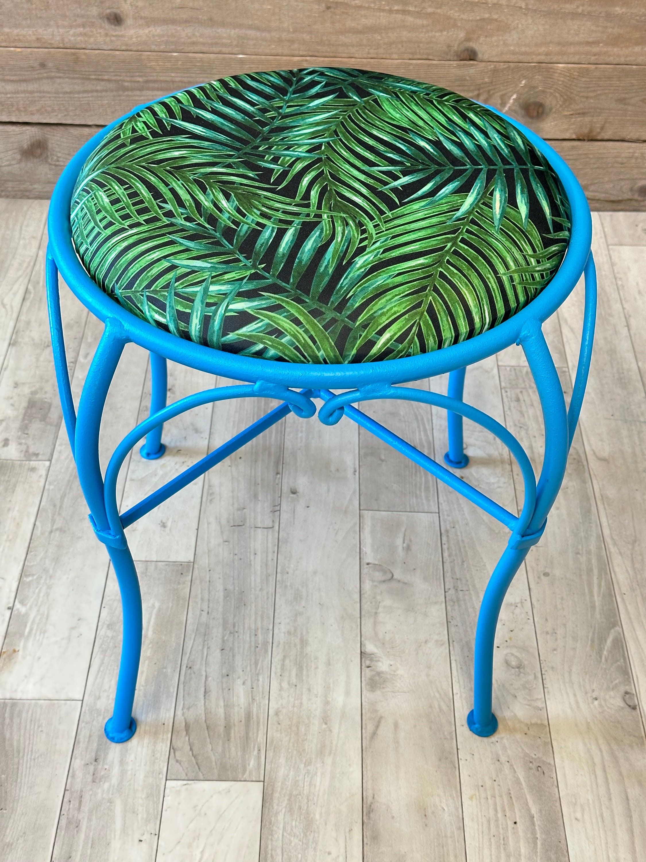 Coloured Low Metal Framed Upcycled Stool I Multi-coloured Stools I ...