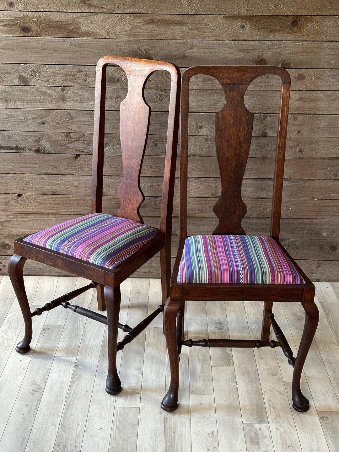 Pair Bespoke Dining Chairs I Aztec Inspired Upholstered Chairs I ...