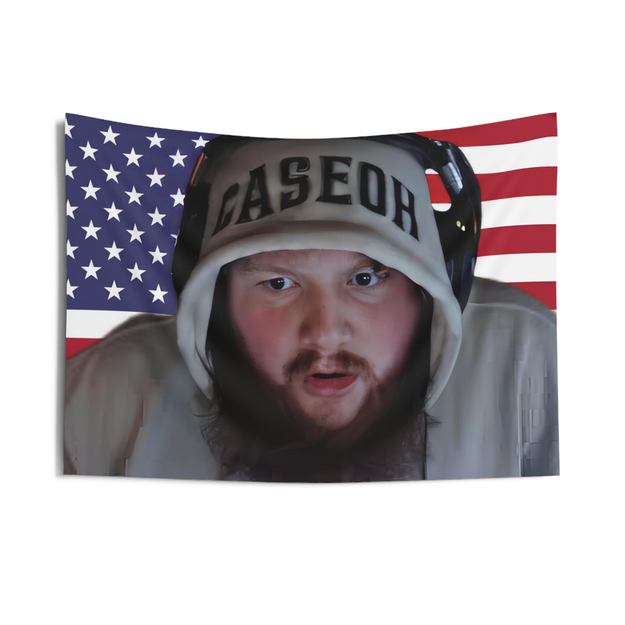 Caseoh FREE TRACKED SHIPPING American Flag Wall Tapestry/twitch Stream ...