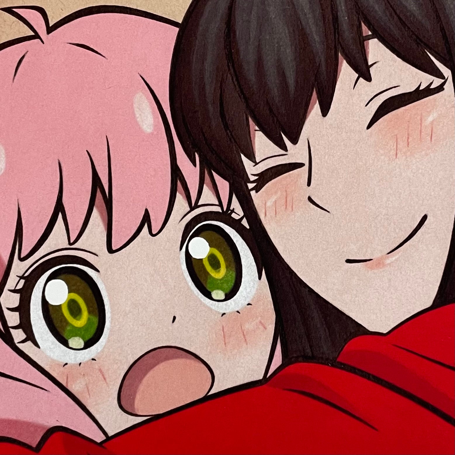 Spy Anime Drawing Print Mom And Daughter Cute Hug Etsy