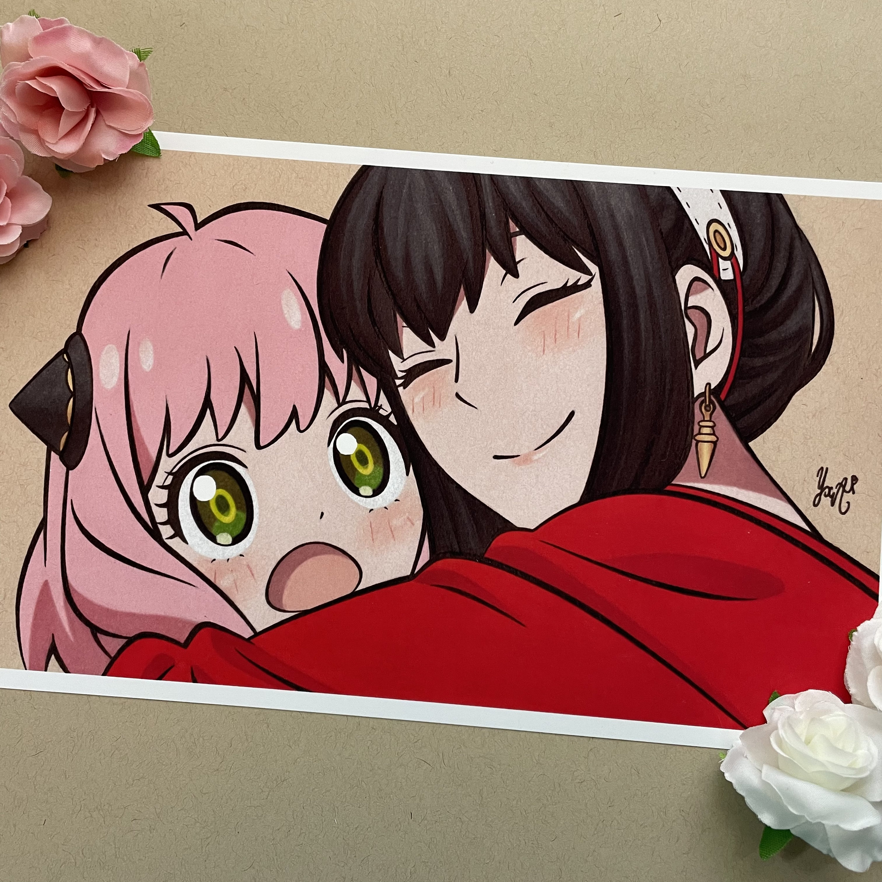 Spy Anime Drawing Print Anime Mom And Daughter Cute Hug Etsy