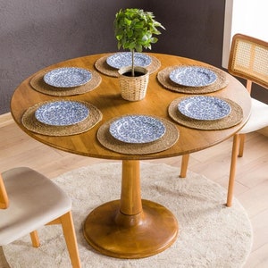 Solid Oak Round Dining Table with Tulip Leg 2 to 6 Seat Person Dining Room Large Dinner Table Wood Circular Table Kitchen Dining Furniture