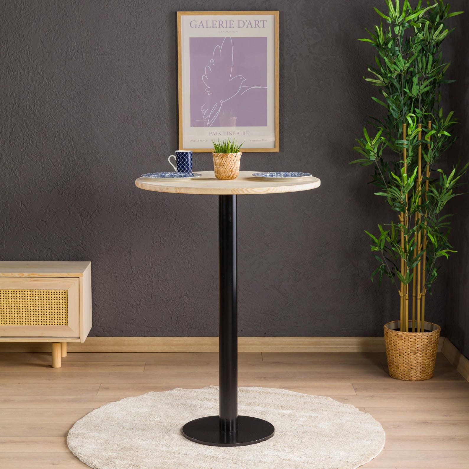 High Bistro Table Set, Small Bar Pub Table With Metal Tulip Leg, Round ...