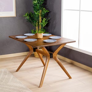 Rectangular Solid Pine Wood Walnut Dining Table 6 to 8 Person Table ...