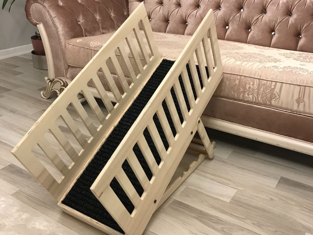 Dog Ramp With Foldable Rail Furniture, Handmade Adjustable Pet Ramp ...