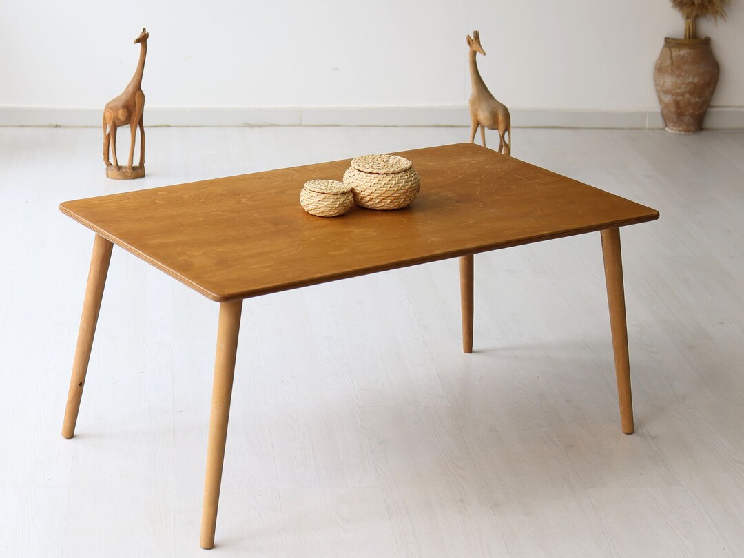 Rectangular Coffee Table, Walnut Modern Wooden Small Coffee Table, Mid ...