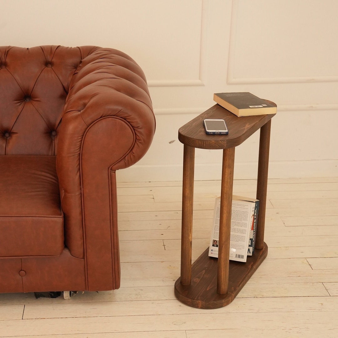 Walnut Wood Round End Bedside Coffee Tables, Oval Small Coffee Table ...
