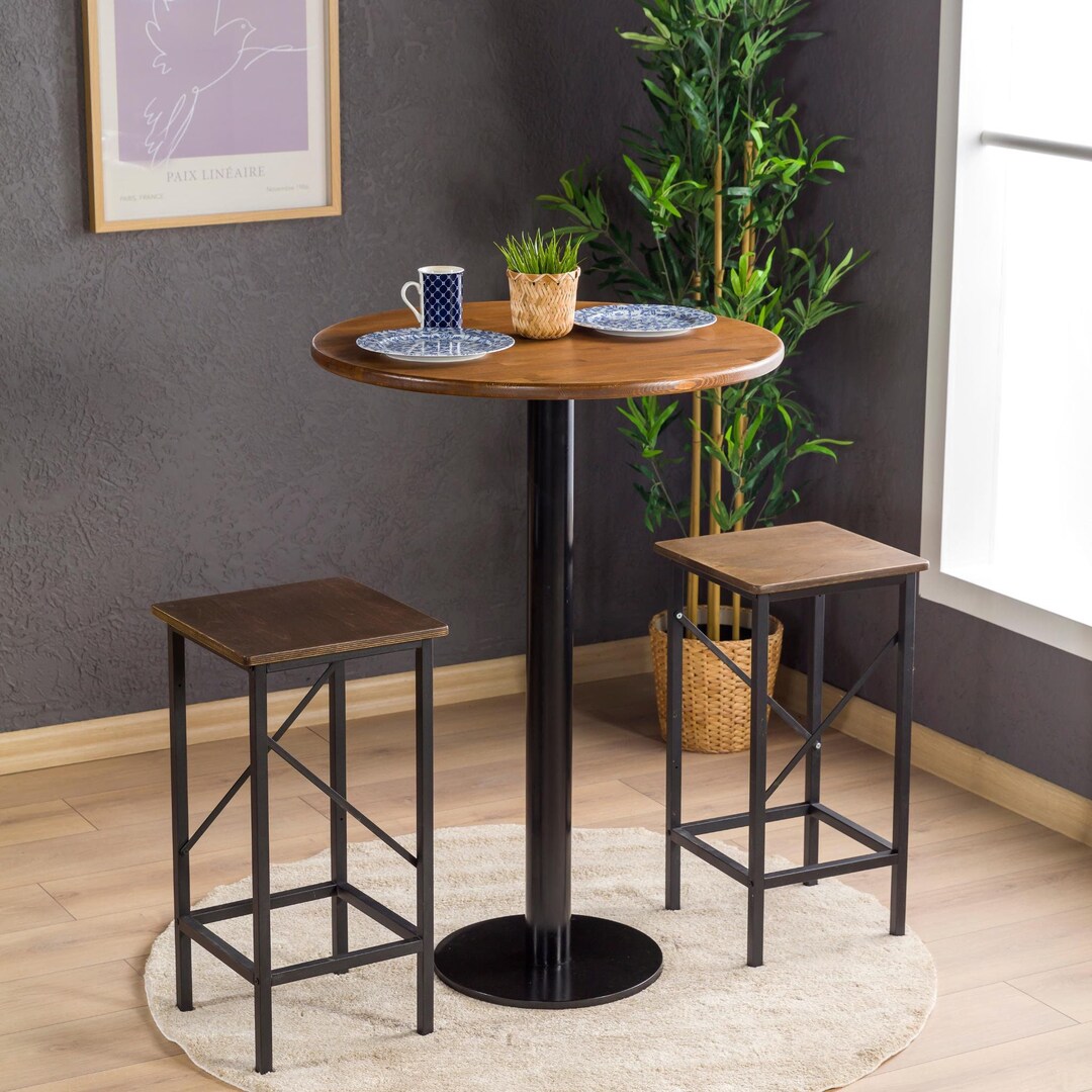 High Bistro Table Set, Small Bar Pub Table With Metal Tulip Leg, Round ...