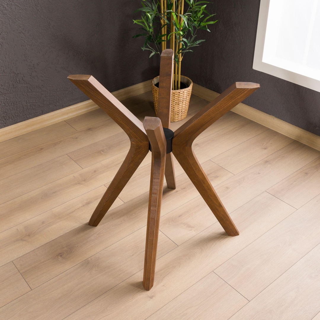 Solid Beech Wood Spider Legs for Dining Table, Pedestal Leg for Round ...