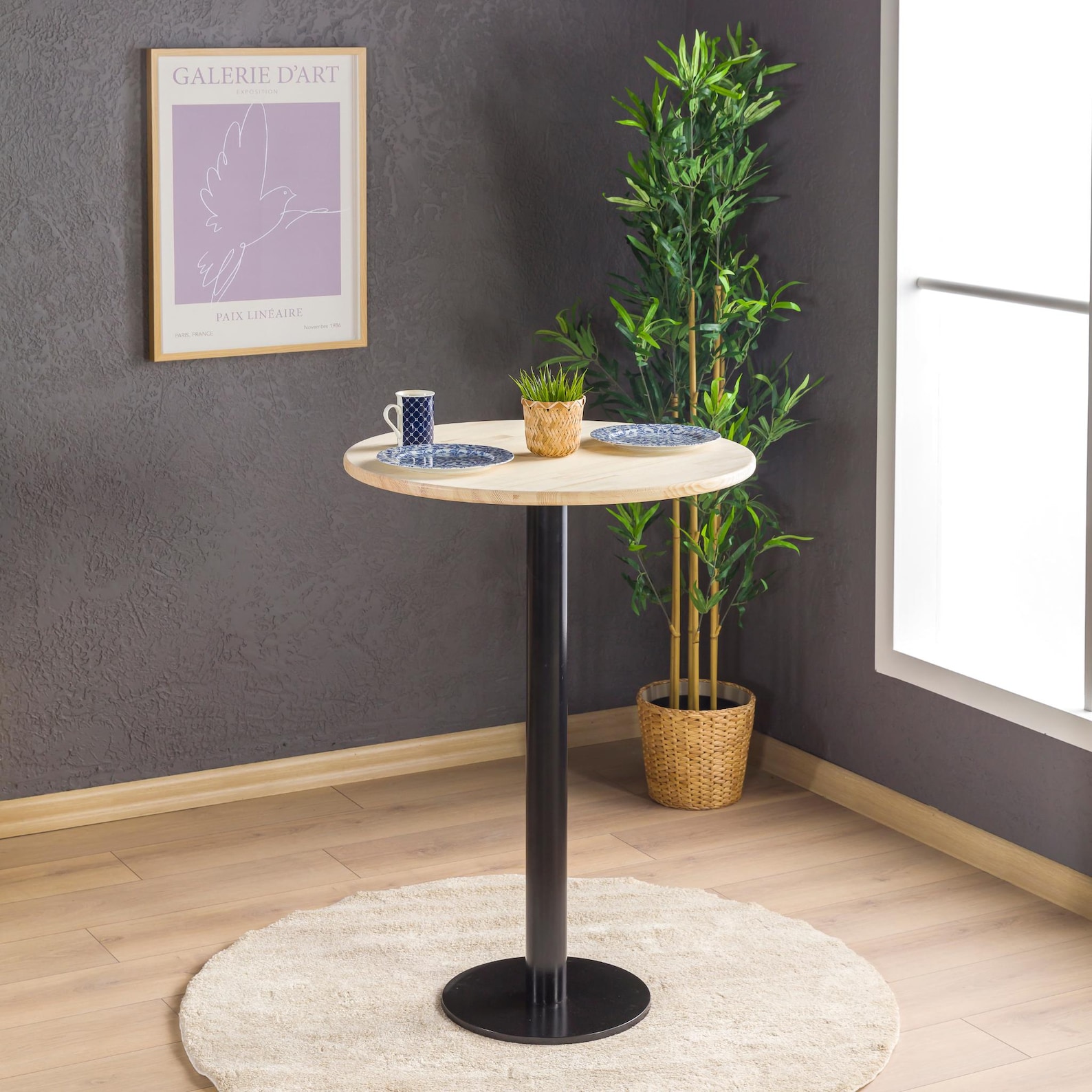 High Bistro Table Set, Small Bar Pub Table With Metal Tulip Leg, Round ...