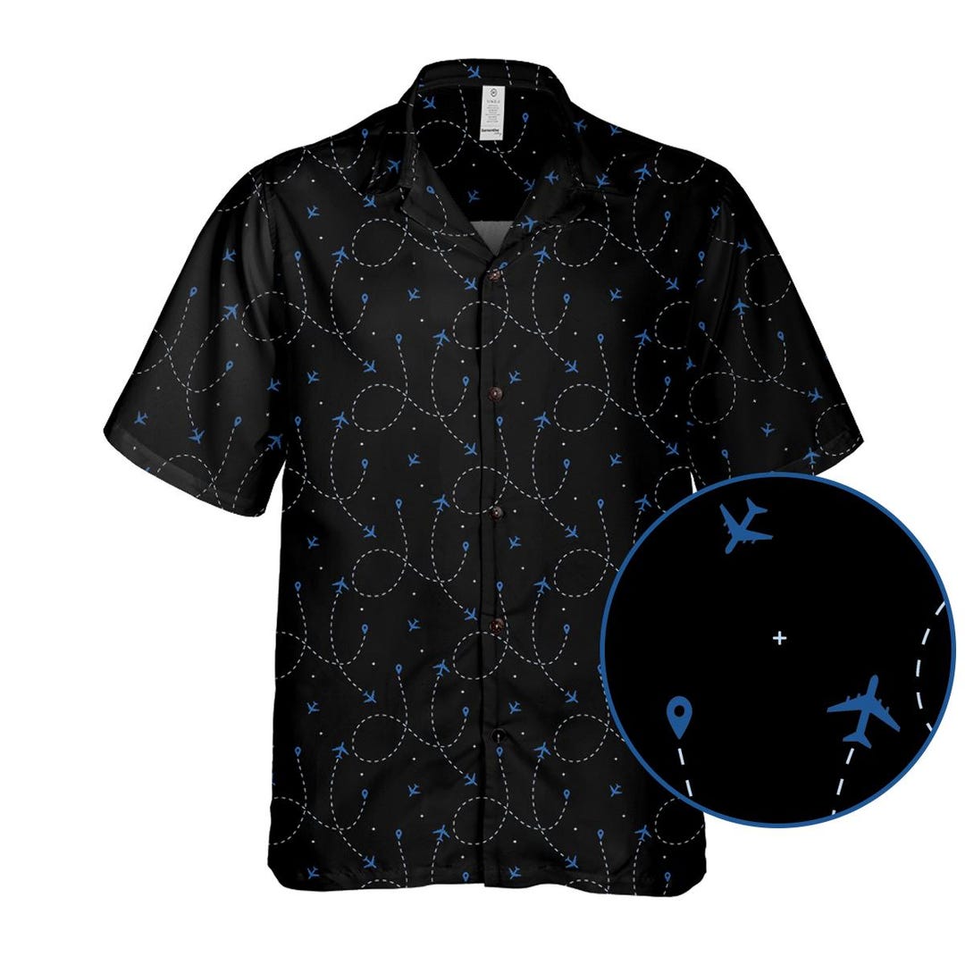 Aviation Flight Hawaiian Shirt, Travel Airplane Button Up, Pilot ...