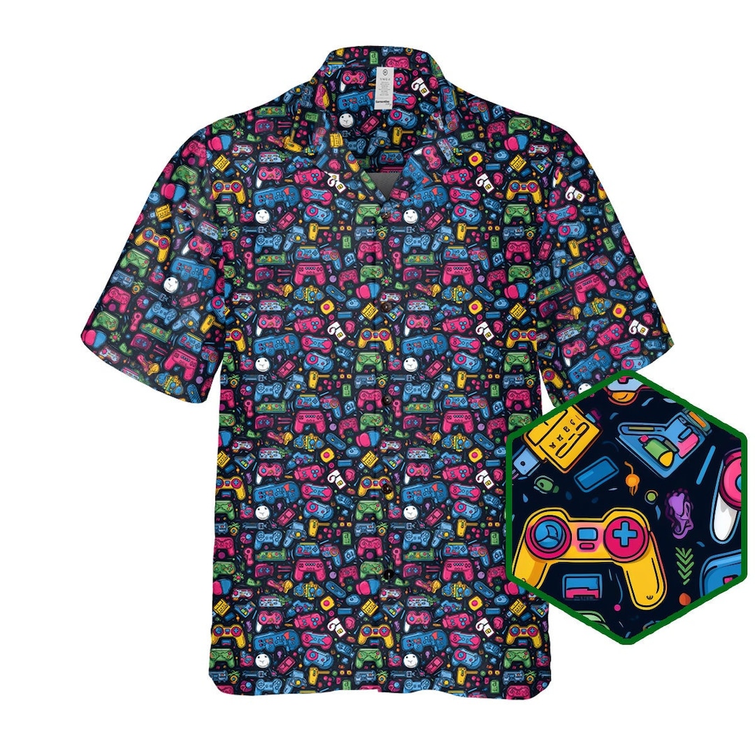Video Game Pattern Shirt, Game Controller Shirt, Joystick Shirt, Video ...