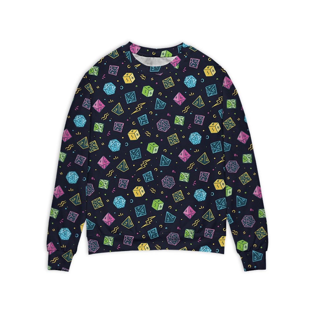 Dungeons and Dragons Sweater, Dice Retro Pattern Sweater, Dnd Sweater ...