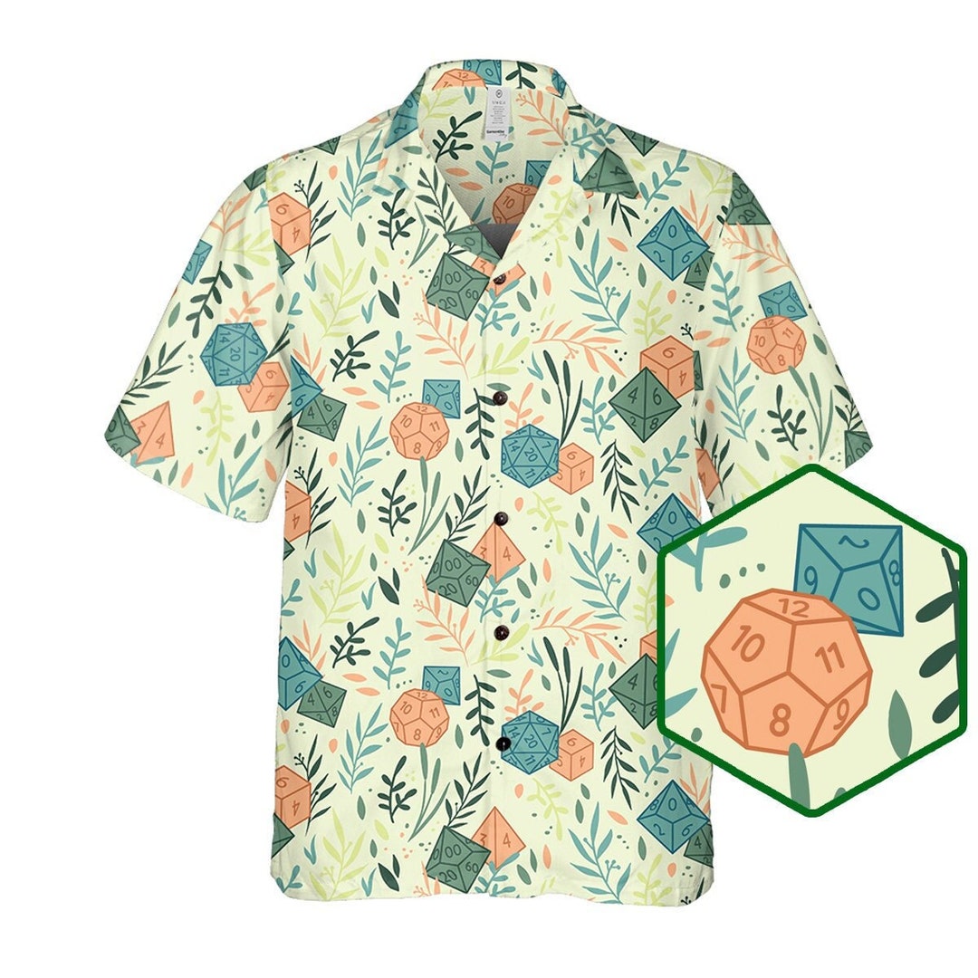 Dnd Hawaiian Shirt: RPG Dice Prints Button Up, Dungeons and Dragons ...