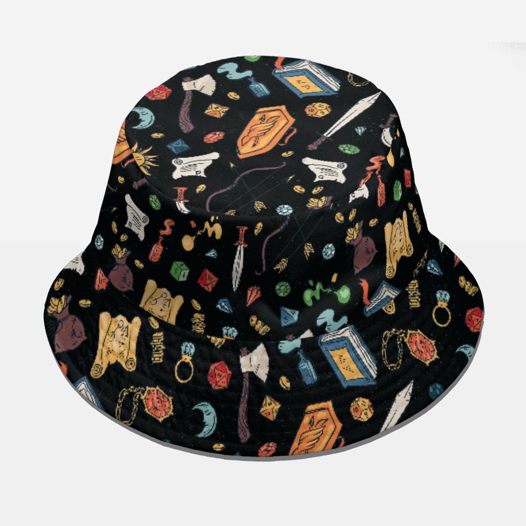 Dnd Dice Items Bucket Hat, Dnd Hat, Dungeons and Dragons Hat, Dnd Gift ...