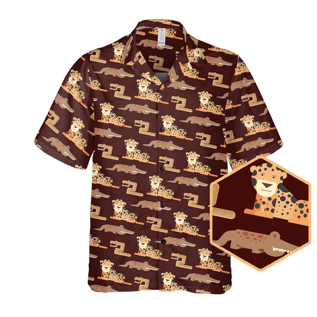Zoo Africa Animals Hawaiian Shirt, Animal Print Button-up Shirt, Safari ...