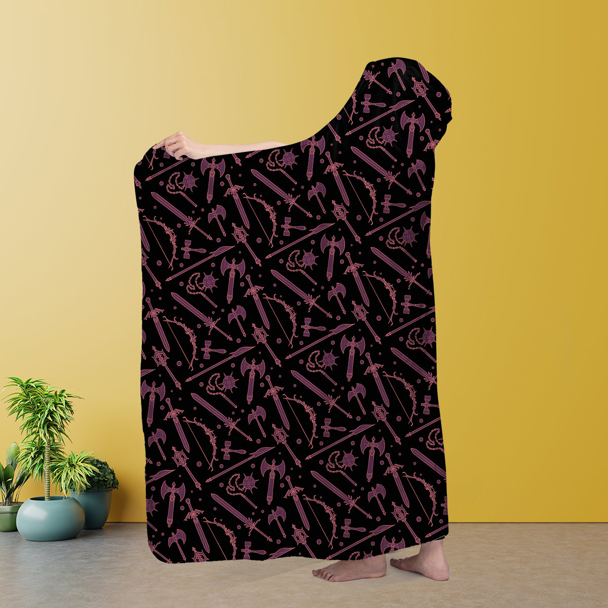 Dnd Blanket, Dnd Hooded Blanket, Dnd Gifts, Dnd Medieval Weapon Blanket ...
